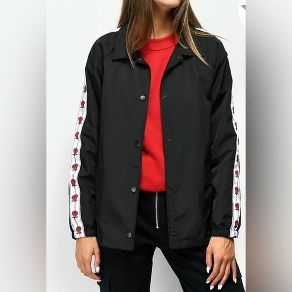 Empyre | Jackets & Coats | Empyre Leona Black Roses Coaches Jacket Y2k ...